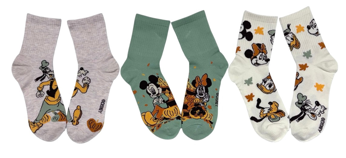 DISNEY Ladies 3 Pair Of Harvest Thanksgiving Socks Mickey, Minnie ...