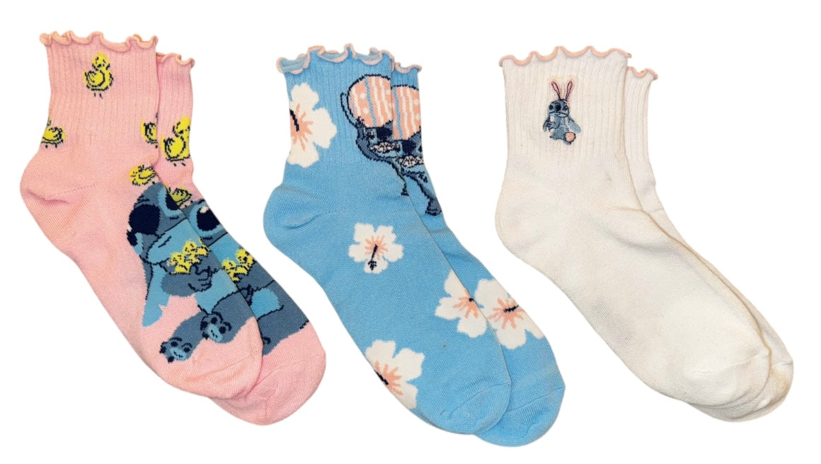 DISNEY LILO & STITCH Ladies 3 Pair Of EASTER Socks With Baby Chicks ...