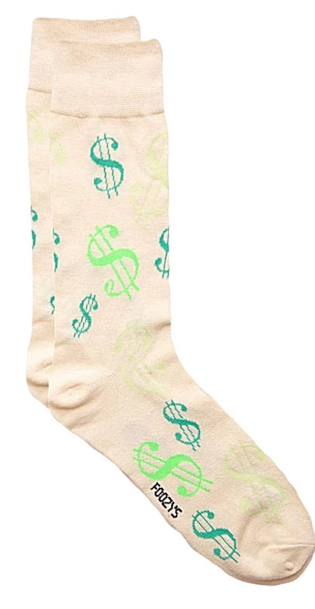DOLLAR SIGN MONEY Men’s Socks FOOZYS Brand | Novelty Socks And Slippers