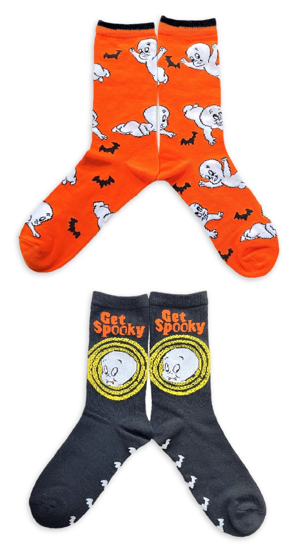 CASPER THE FRIENDLY GHOST Ladies 2 Pair Of HALLOWEEN Socks ‘GET SPOOKY