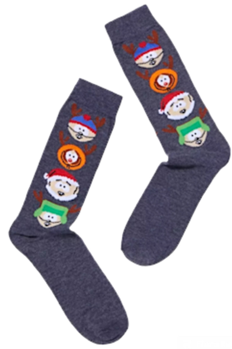 SOUTH PARK MEN’S CHRISTMAS SOCKS ERIC, KYLE, KENNY & STAN WITH SANTA H