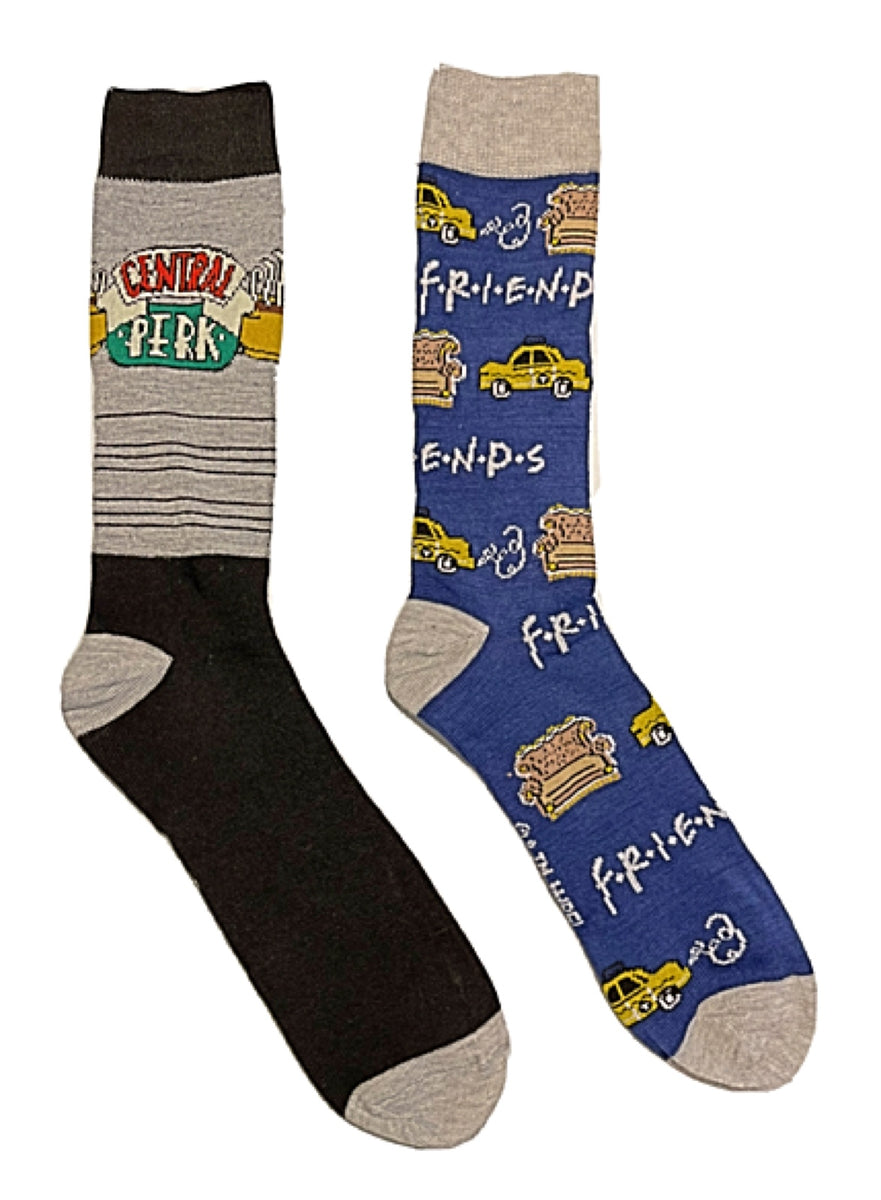 FRIENDS TV SHOW Men’s 2 Pair Of Socks CENTRAL PERK, PHOEBE’S TAXI