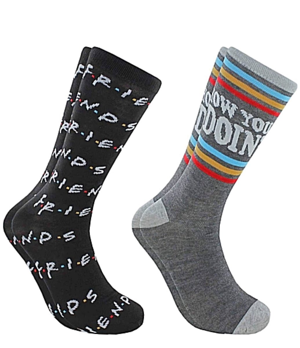 FRIENDS TV SHOW MEN’S 2 PAIR SOCKS ‘HOW YOU DOIN’ | Novelty Socks And ...